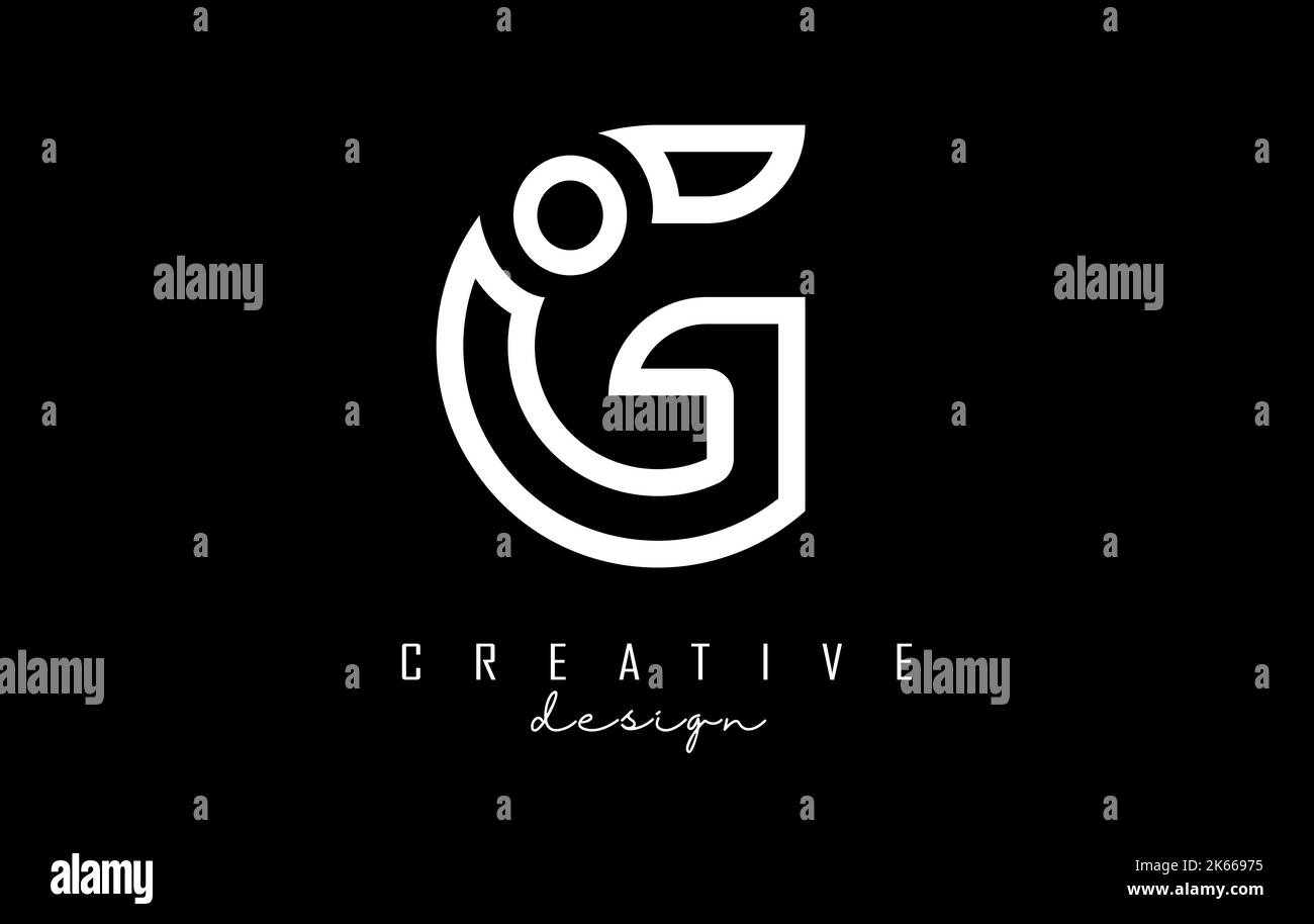 Outline white letter G logo with a minimalist and gradient design ...
