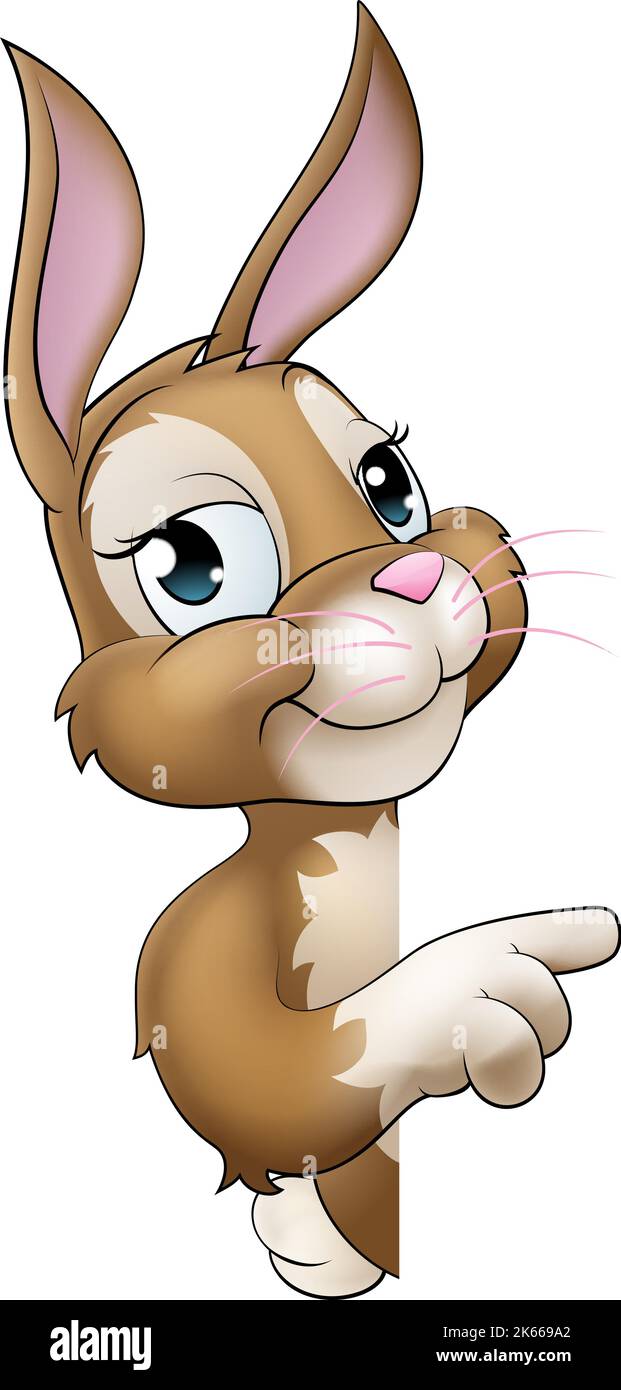 Easter Bunny Rabbit Cartoon Character Peeking Sign Stock Vector Image ...