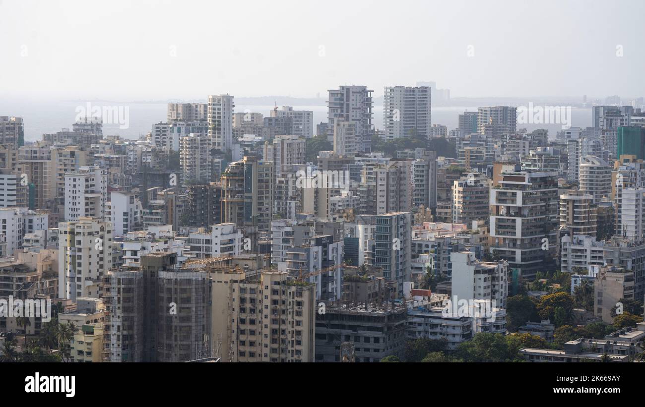 An aerial view of cityscape Mumbai surrounded by buildings Stock Photo ...