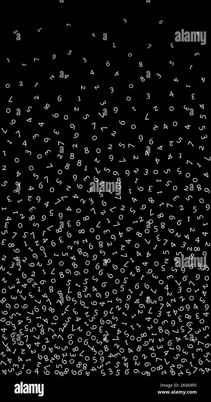 Falling Numbers Big Data Concept Binary White Random Flying Digits Valuable Futuristic Banner