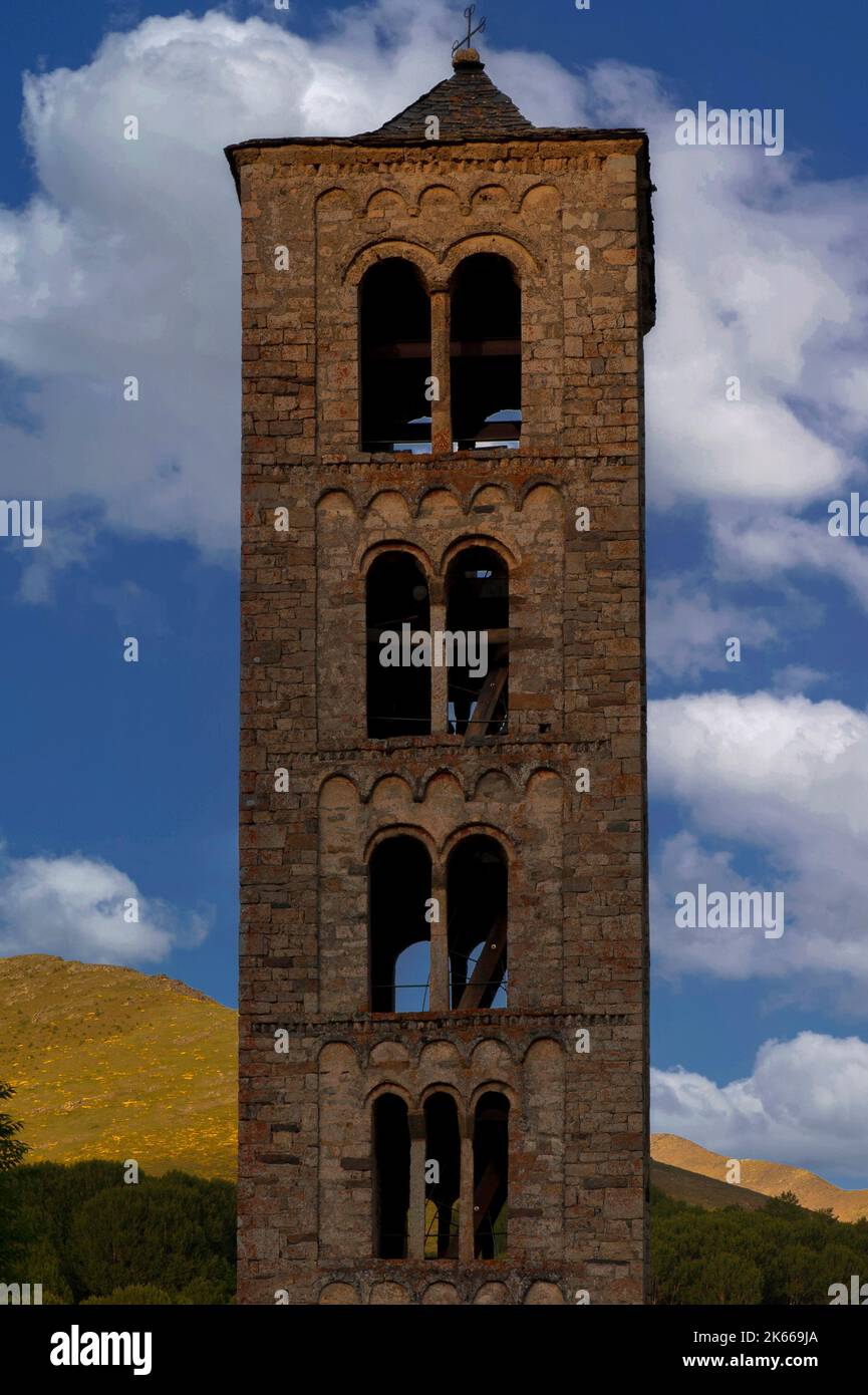 Italian-style bell-tower of Romanesque Church of Sant Climent, built in ...