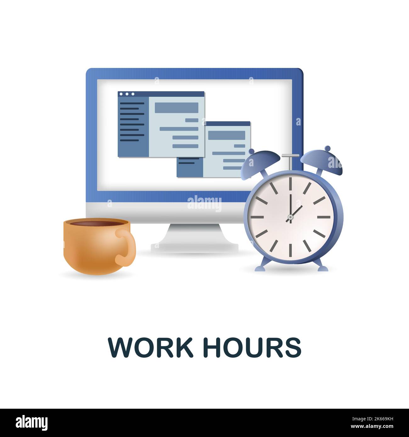 Work Hours icon. 3d illustration from project development collection ...