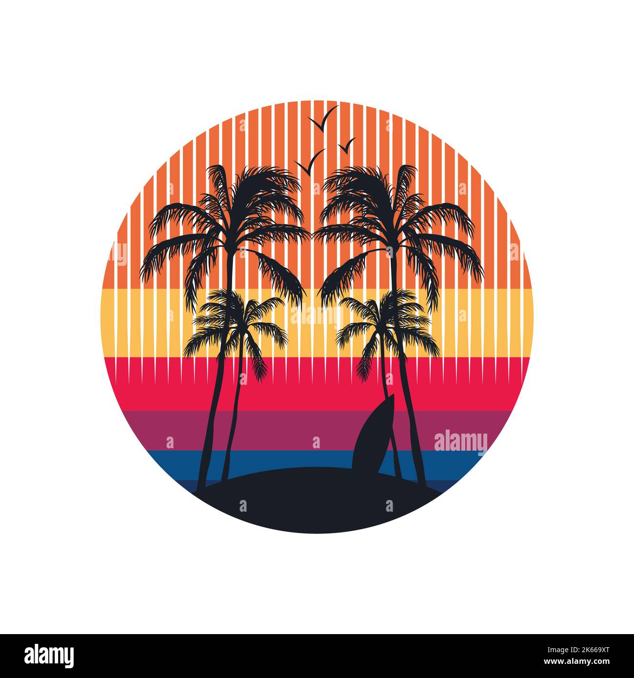 Ocean and beach panoramic landscape. Summer time design artwork ...