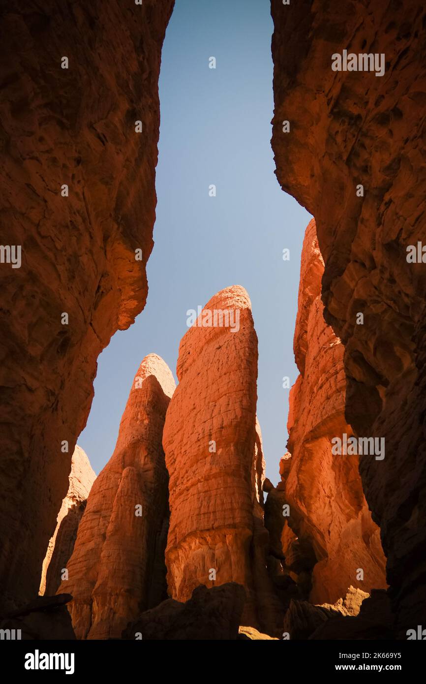 Bottom-up view to Abstract Rock formation at plateau Ennedi aka stone ...