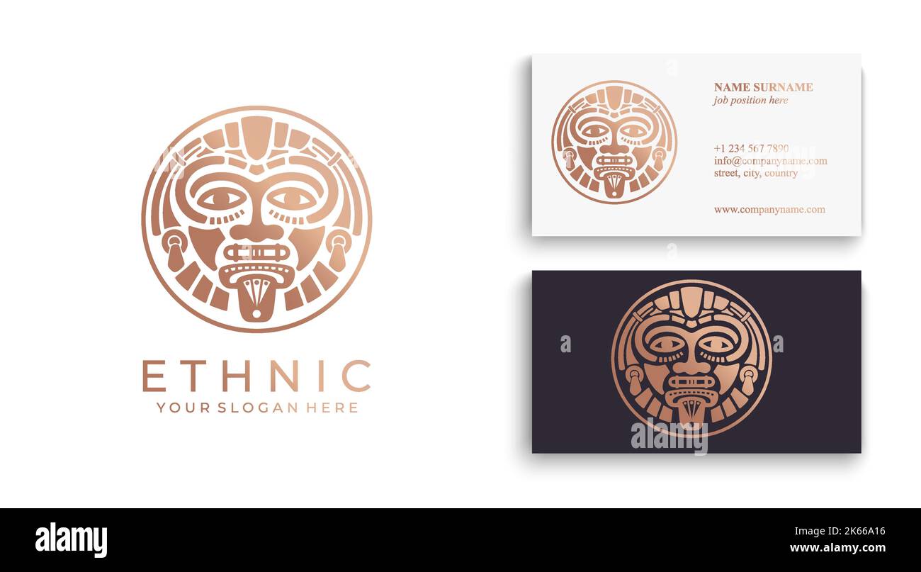 Ethnic mask logo. Aztec and Mayan mask logo for business. Cultural ...