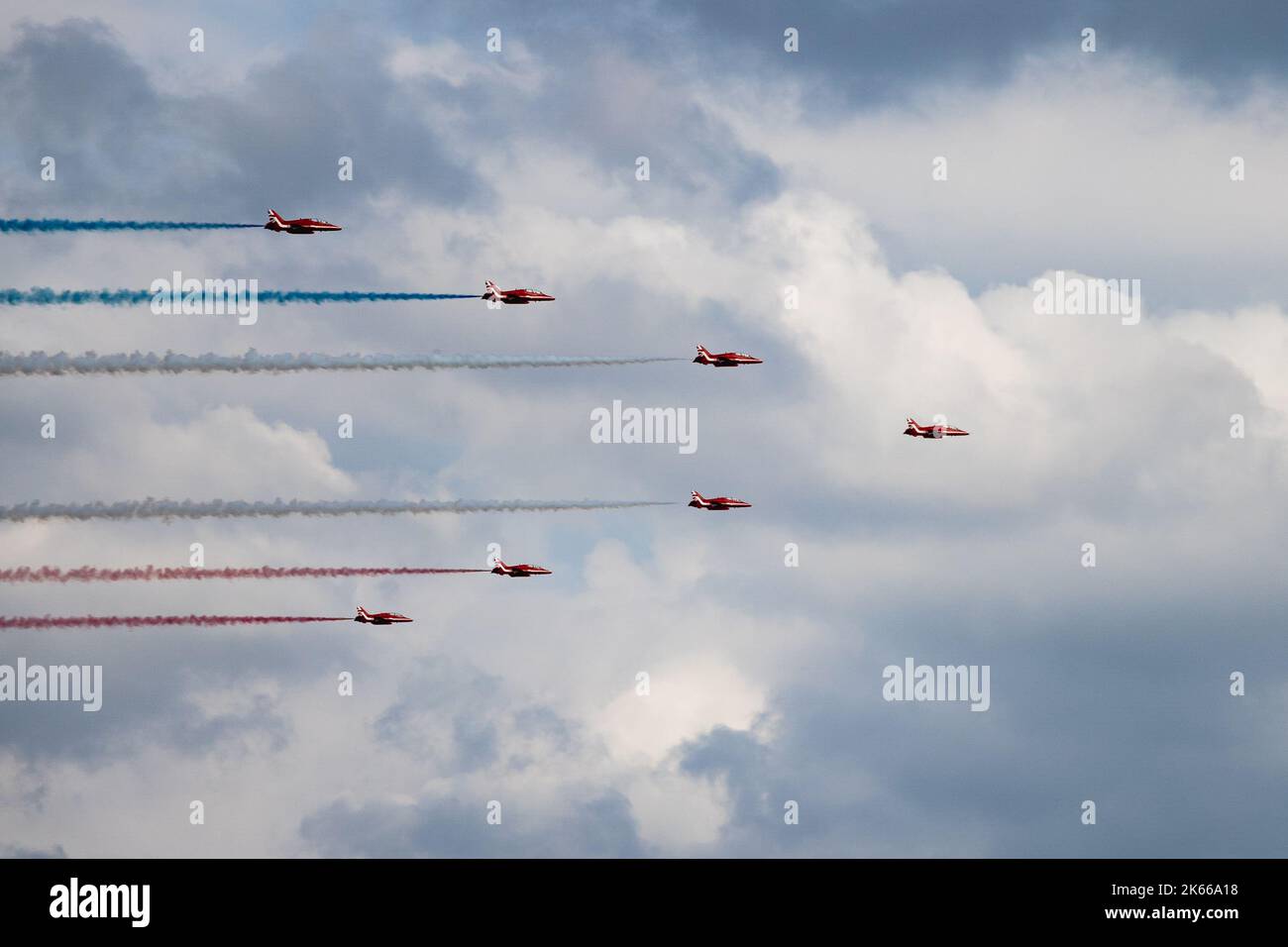 Red Arrows flying in formation at Bournemouth Air Festival 2022 Stock ...