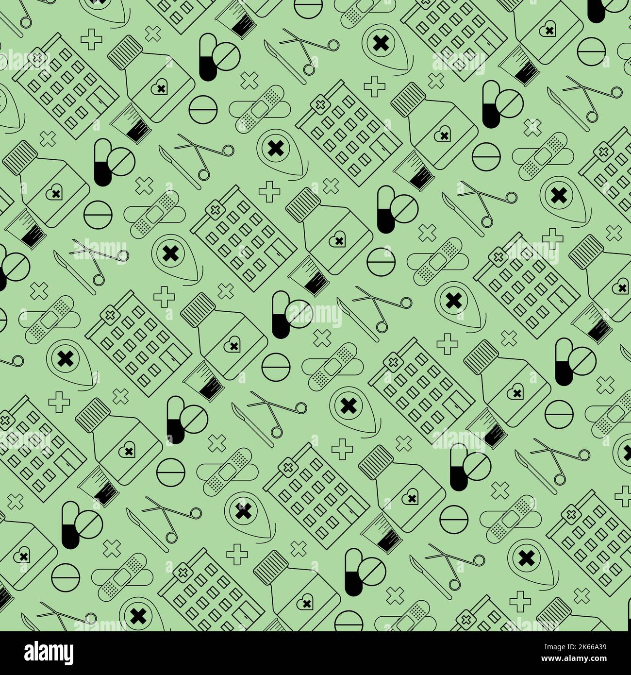 medical pattern with hospital scalpel beaker plaster locator pills ...