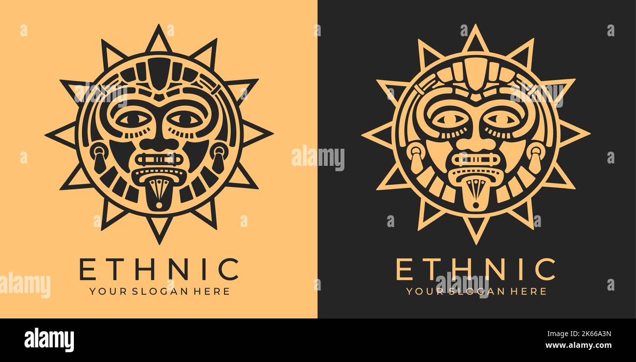 Ethnic mask logo. Aztec and Mayan mask logo for business. Cultural ...