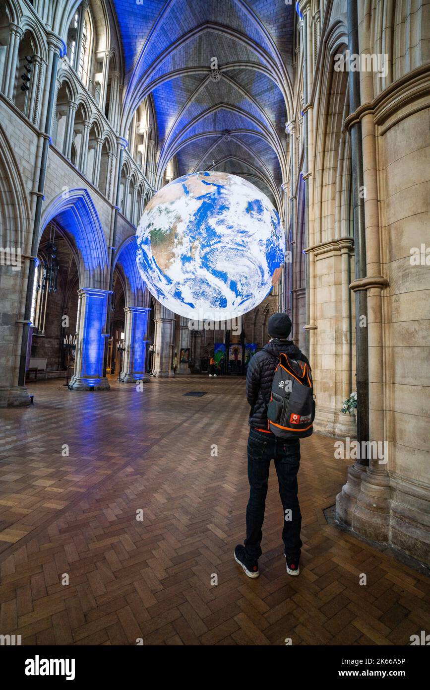 London UK. 12 October 2022 . Gaia earth installation by Luke Jerram at ...