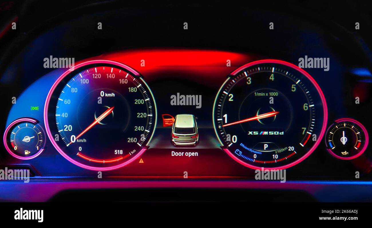A closeup of illuminated car dashboard Stock Photo - Alamy