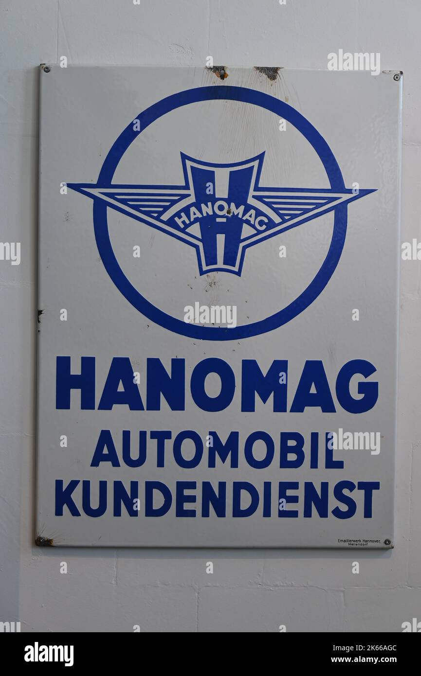 Cologne, Germany. 30th Sep, 2022. Logo, lettering of the German car manufacturer HANOMAG ...
