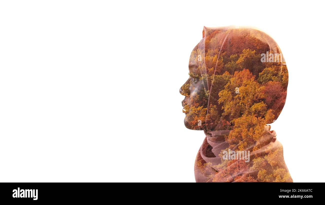 nature silhouette fall melancholy woman leaves Stock Photo - Alamy