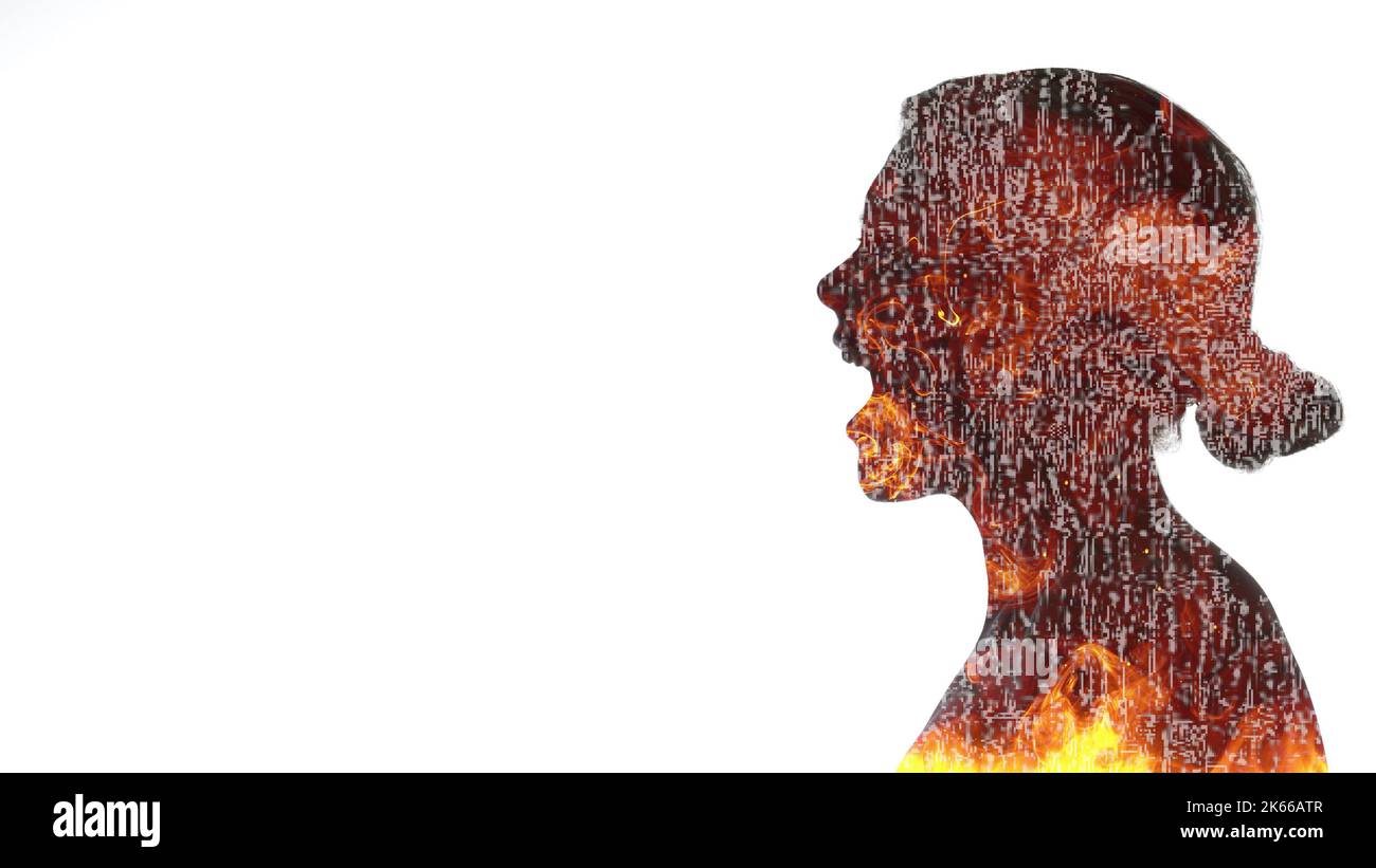 anger expression rage frustration mad woman fire Stock Photo - Alamy