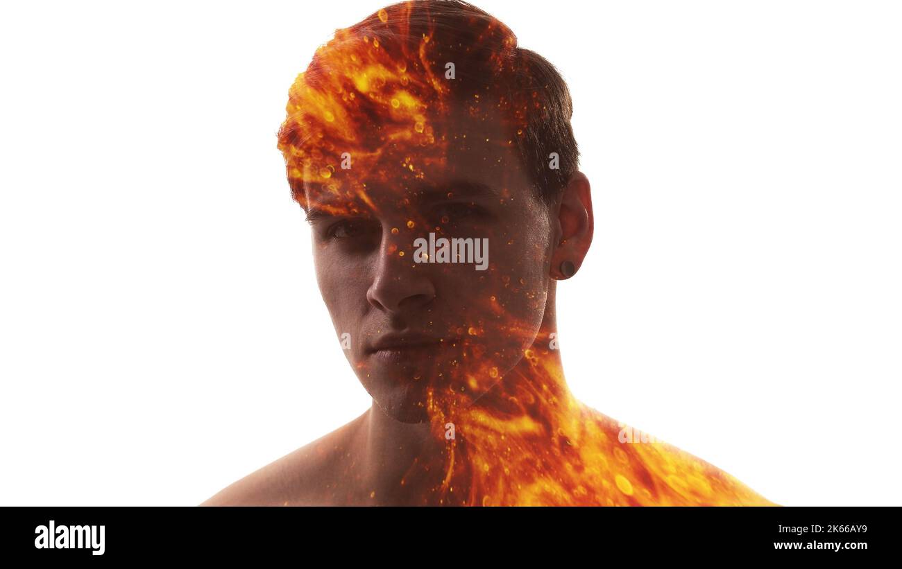 man energy courage motivation confident face spark Stock Photo - Alamy