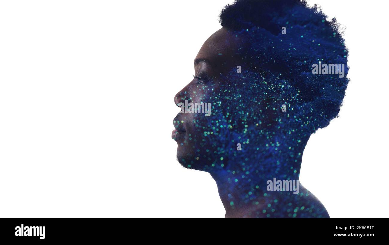 artificial intelligence ai memory man neon glow Stock Photo - Alamy