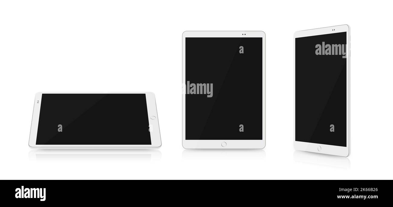 tablet showcase gadget banner black screen set 3 Stock Photo - Alamy