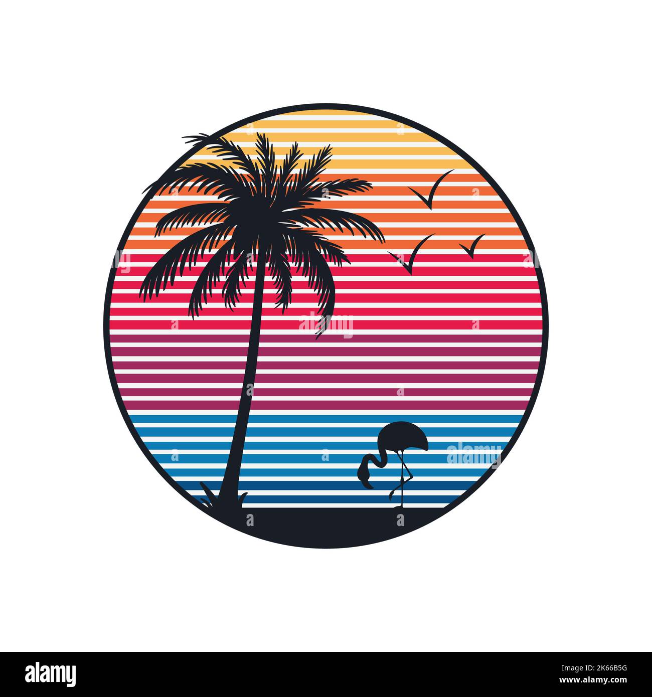 Ocean and beach panoramic landscape. Summer time design artwork ...