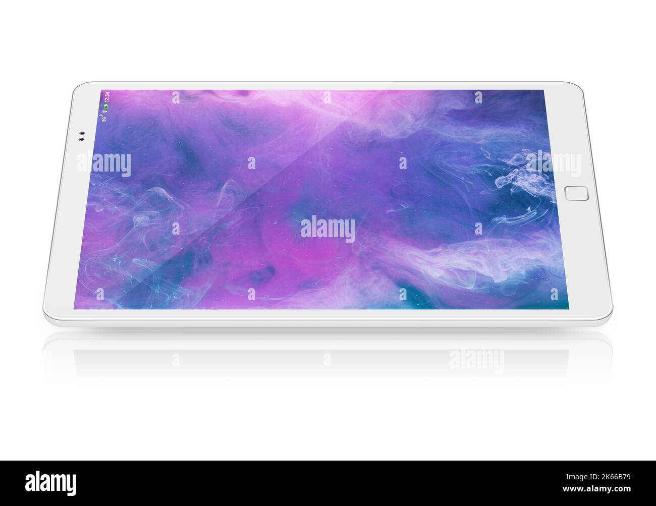 tablet showcase smart device pink screen white Stock Photo - Alamy