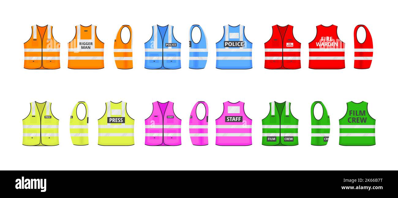 Safety reflective vest with label flat style design vector illustration ...