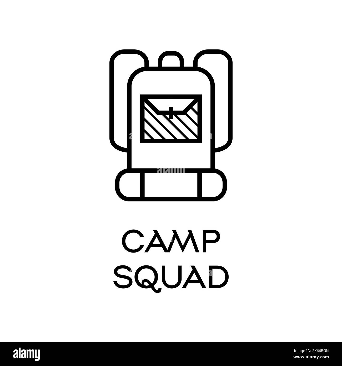 Flat style backpack logo and text on white background Stock Photo - Alamy