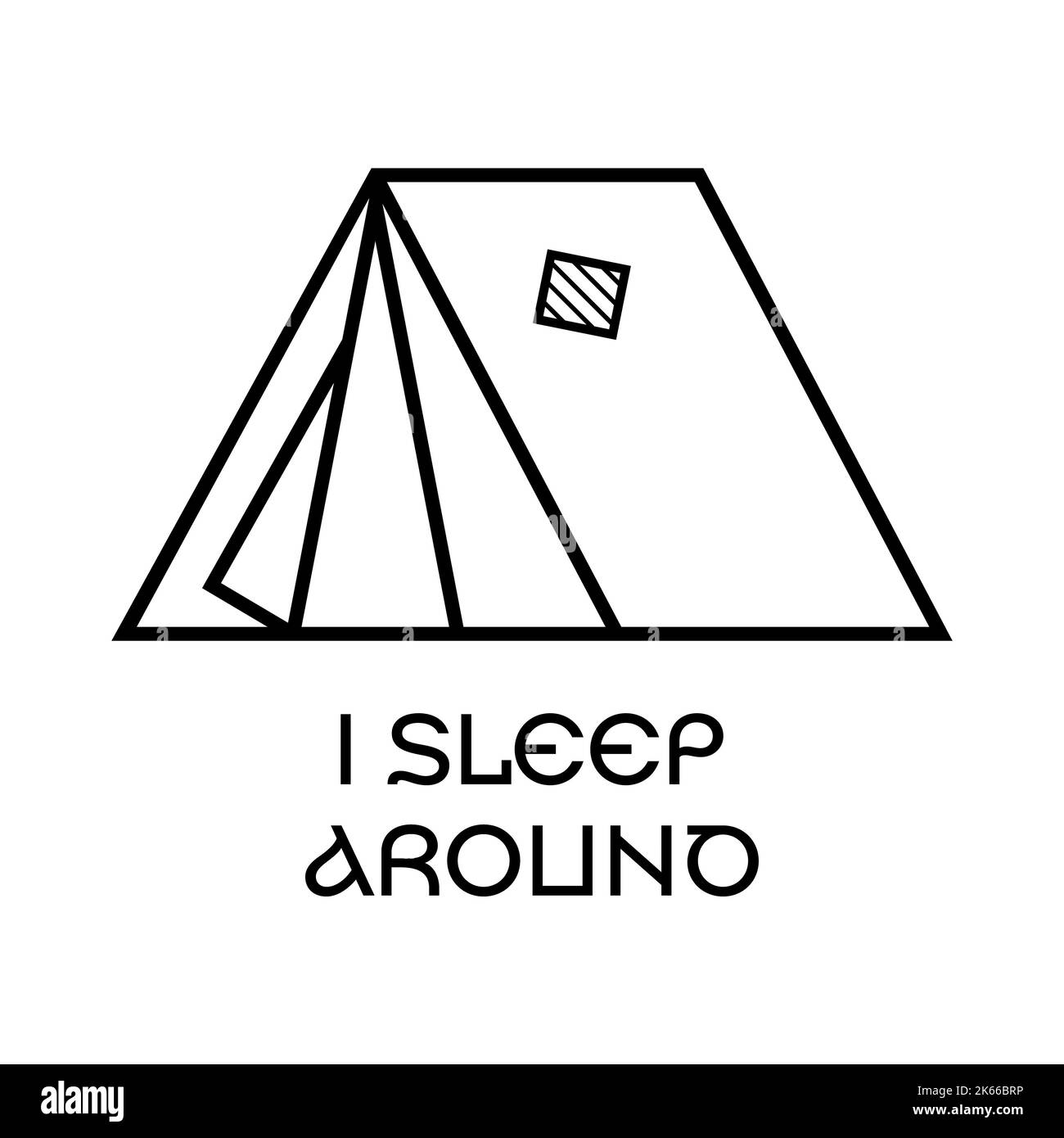 illustration of tent with I Sleep Around text Stock Photo - Alamy