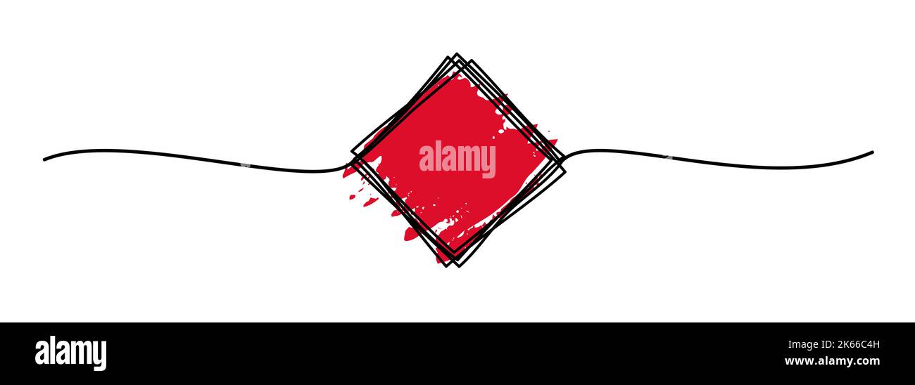 Tangled banner with scribbled square hand drawn with thin line, divider ...