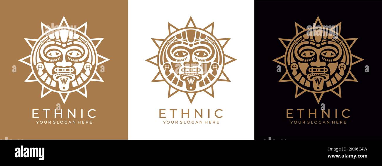 Ethnic mask logo. Aztec and Mayan mask logo for business. Cultural ...