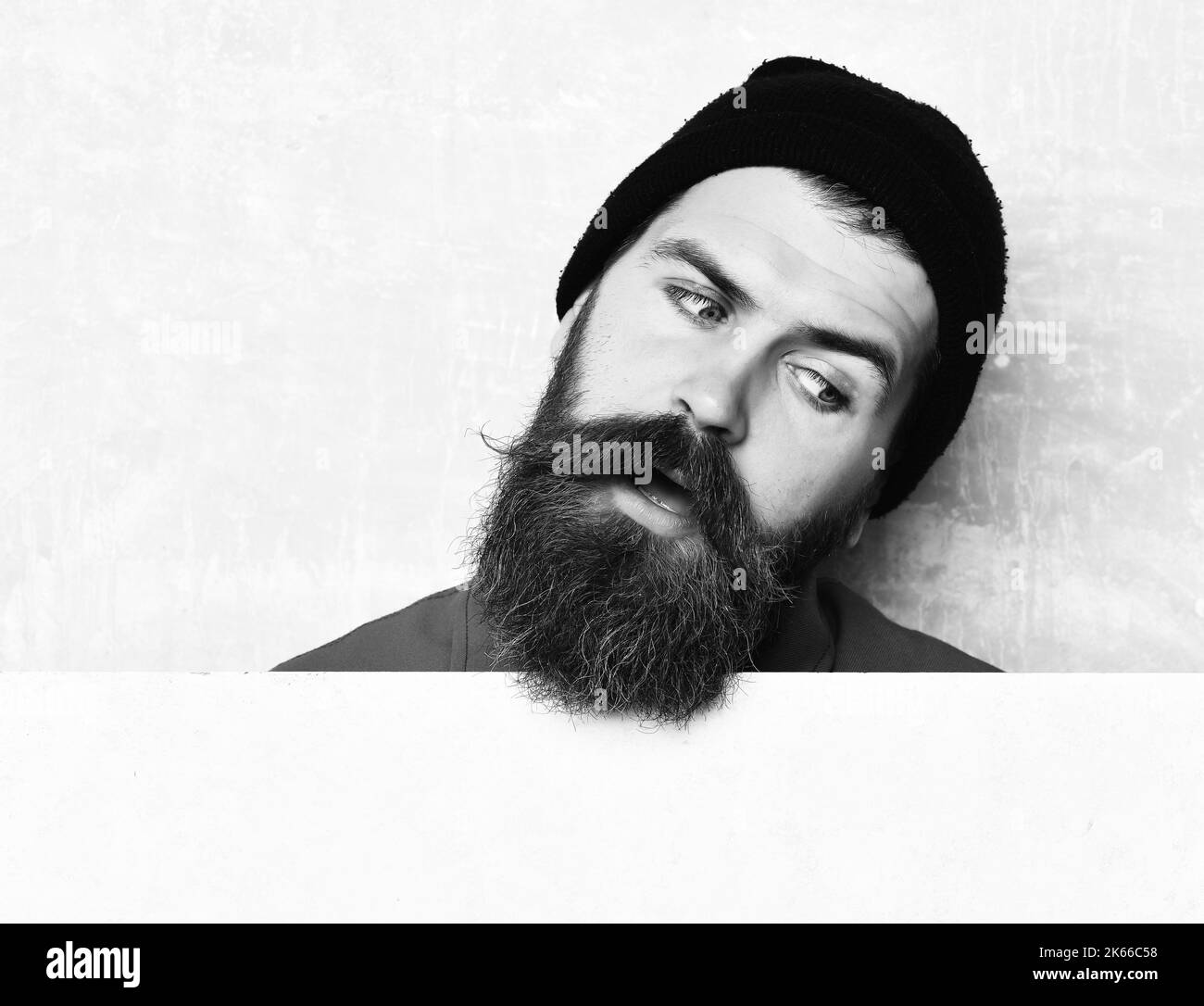 bearded man posing on studio wall background Stock Photo - Alamy