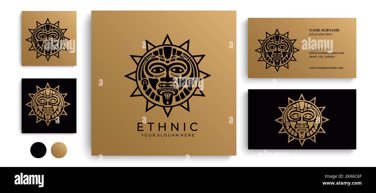 Ethnic mask logo. Aztec and Mayan mask logo for business. Cultural ...