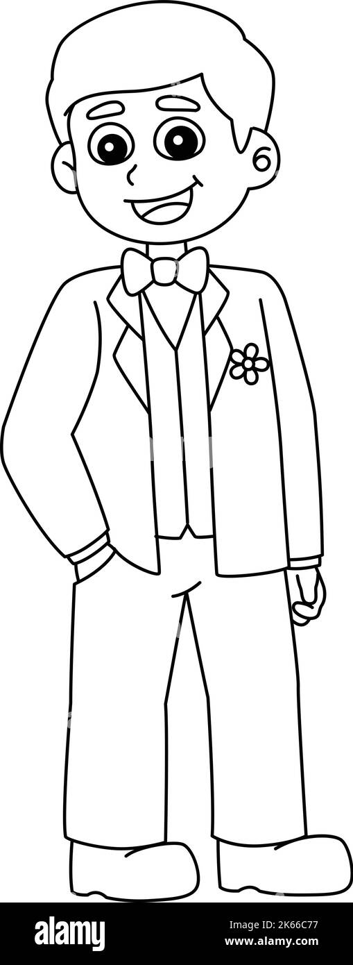 Wedding Groom Isolated Coloring Page for Kids Stock Vector Image & Art ...