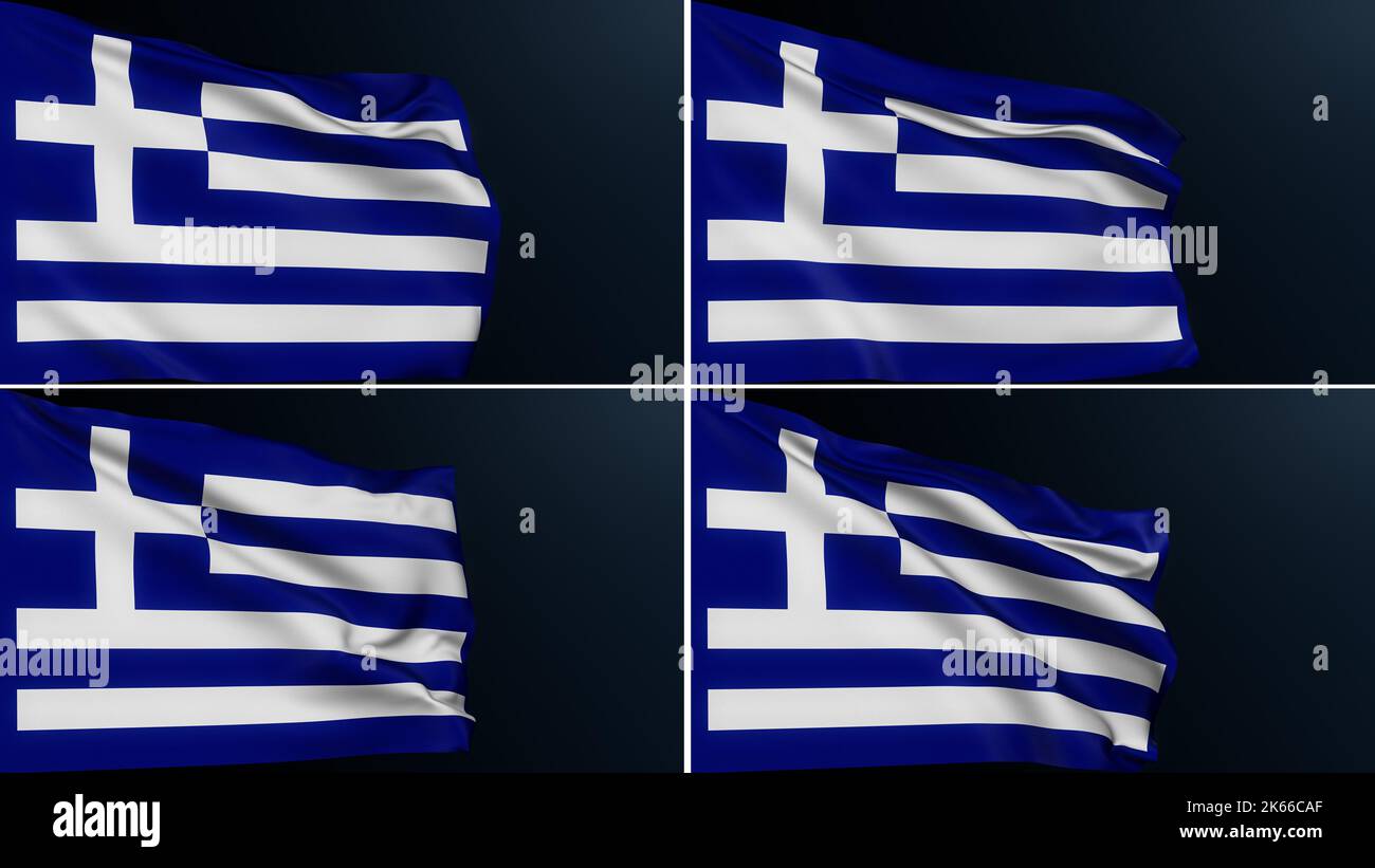 greece flag athens greek national symbol set of 4 Stock Photo - Alamy