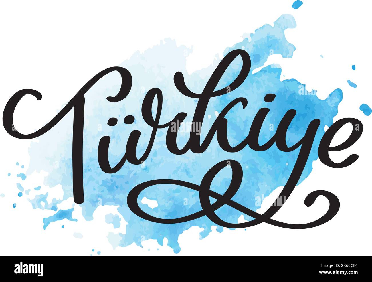 Text in the Turkish: Turkey Lettering. Handwritten name of the country ...