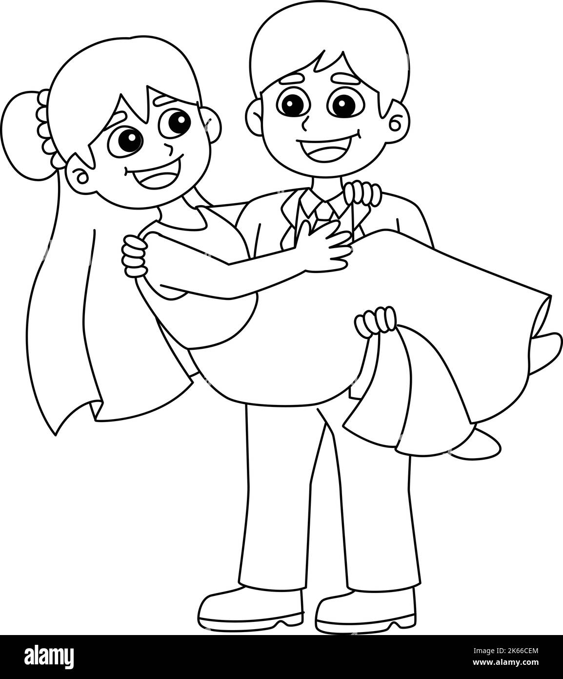 Wedding Groom Carrying Bride Isolated Coloring Stock Vector Image & Art ...