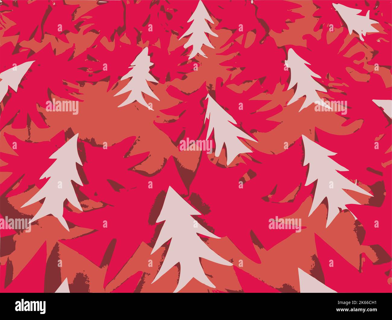 A 2d rendered illustration of evergreen trees in pink hues Stock Vector ...