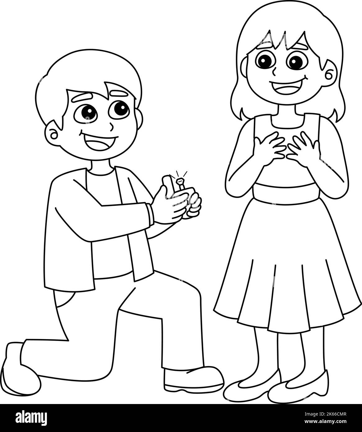 Wedding Proposal Isolated Coloring Page for Kids Stock Vector Image ...