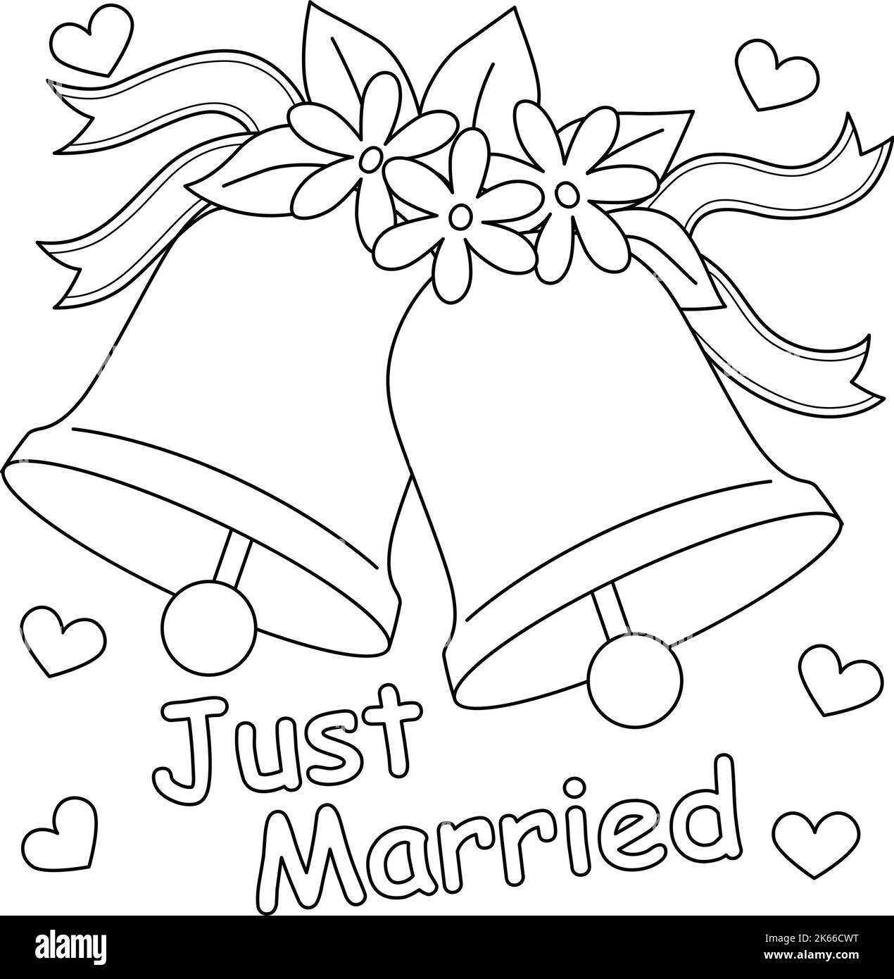Wedding Bell Just Married Coloring Page for Kids Stock Vector Image ...