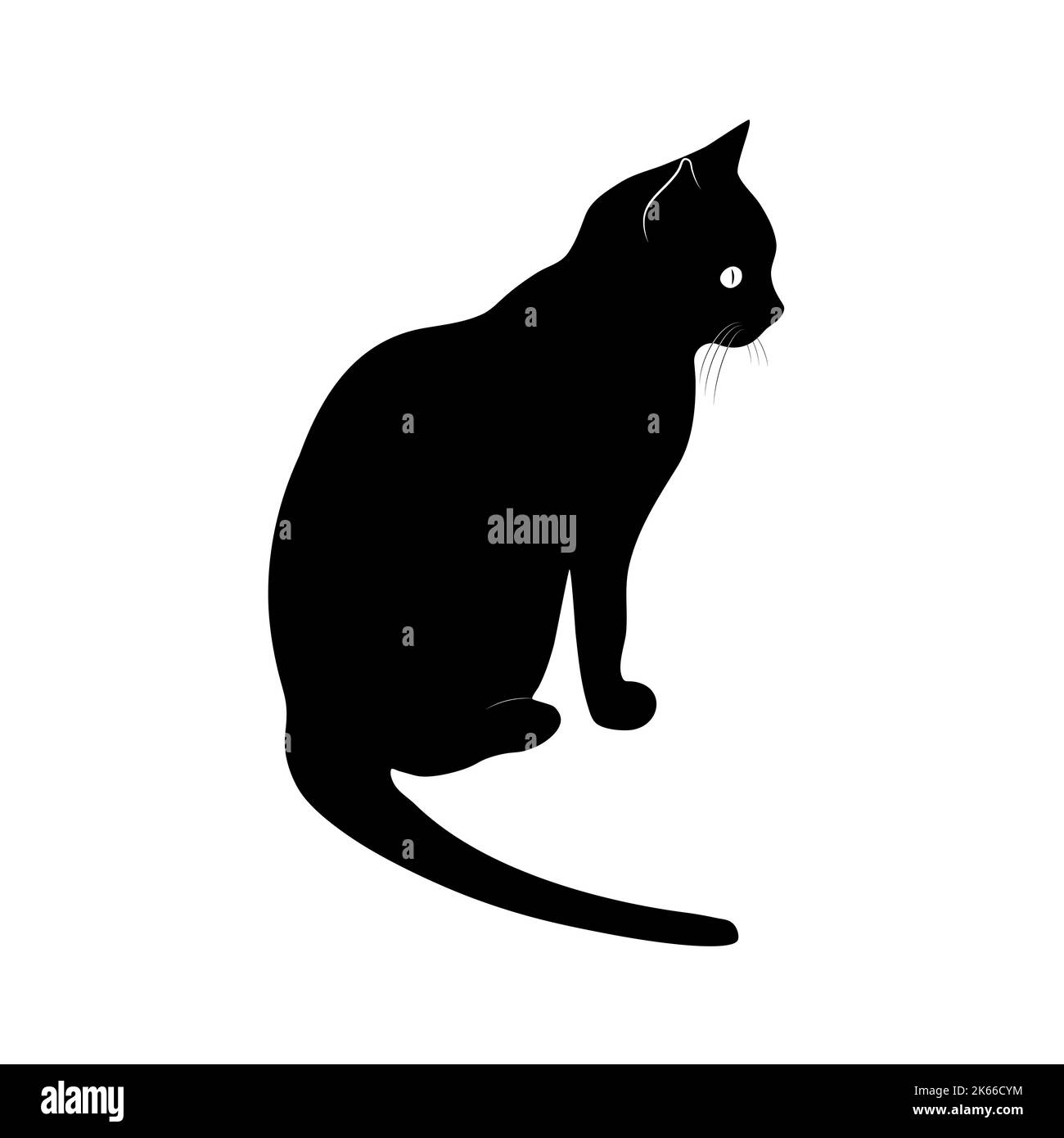 black cat silhouette. Sitting cat, Vector illustration Stock Vector ...