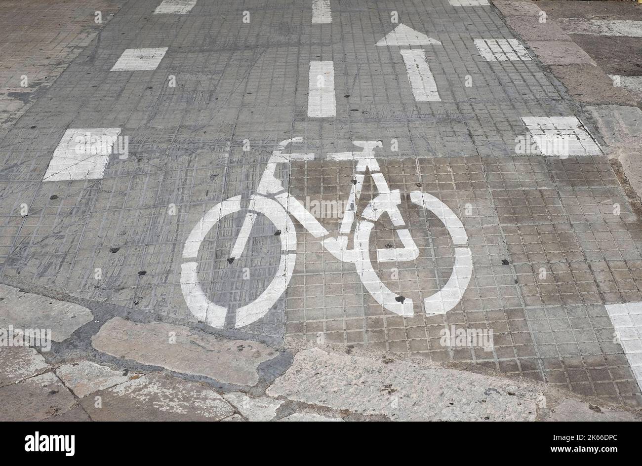 cycleway on pavement, lecce, puglia, southern italy Stock Photo - Alamy