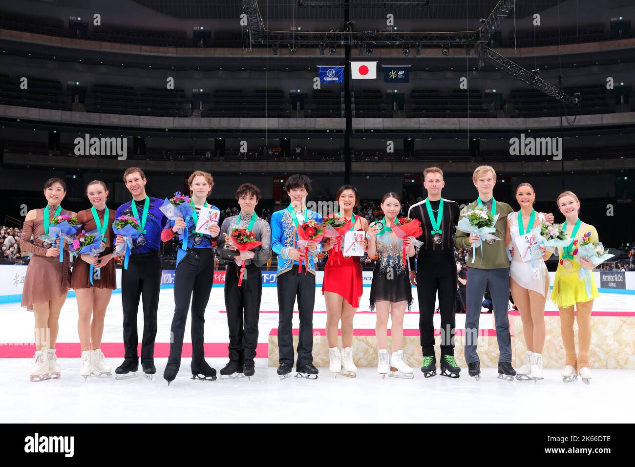 Saitama, Japan. 8th Oct, 2022. (L-R) Mirai Nagasu, Mariah Bell, Jason ...