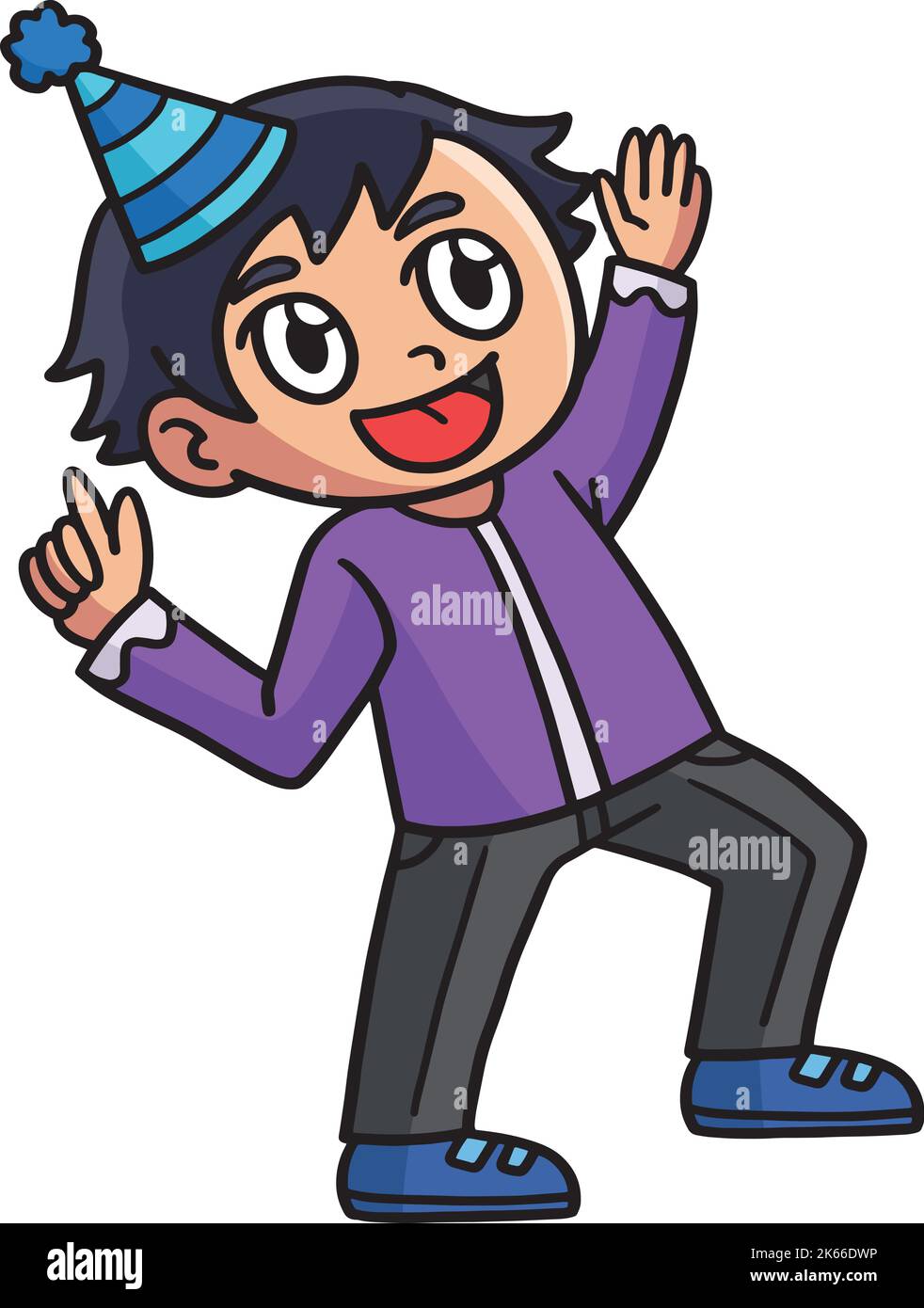 Boy Celebrating New Year Cartoon Colored Clipart Stock Vector Image ...
