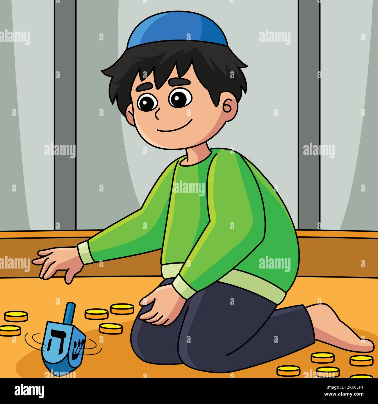 Kids Playing Dreidel Clipart