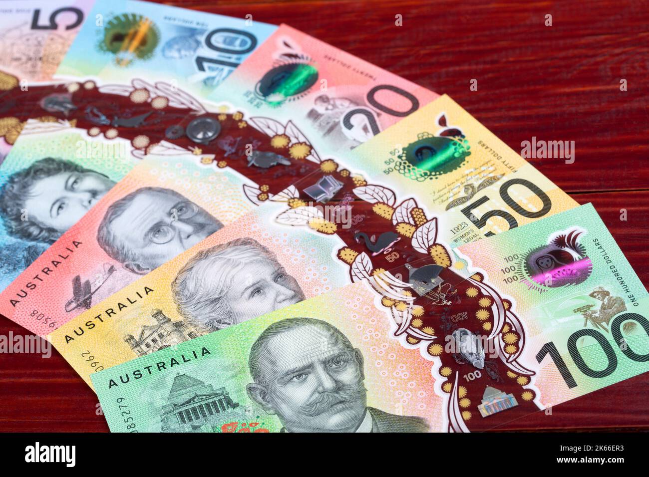 New banknotes from Australia a business background Stock Photo - Alamy
