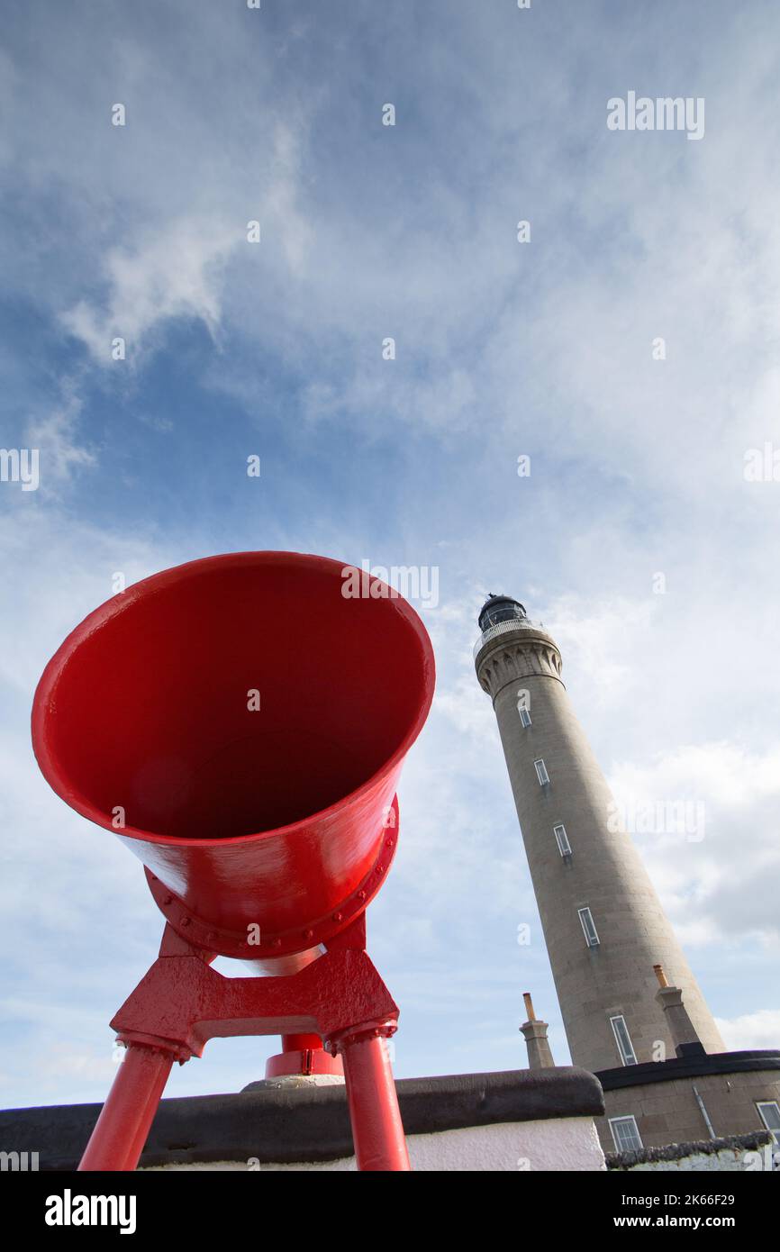 Peninsula of Ardamurchan, Scotland. Close up view a foghorn at the 1849 ...