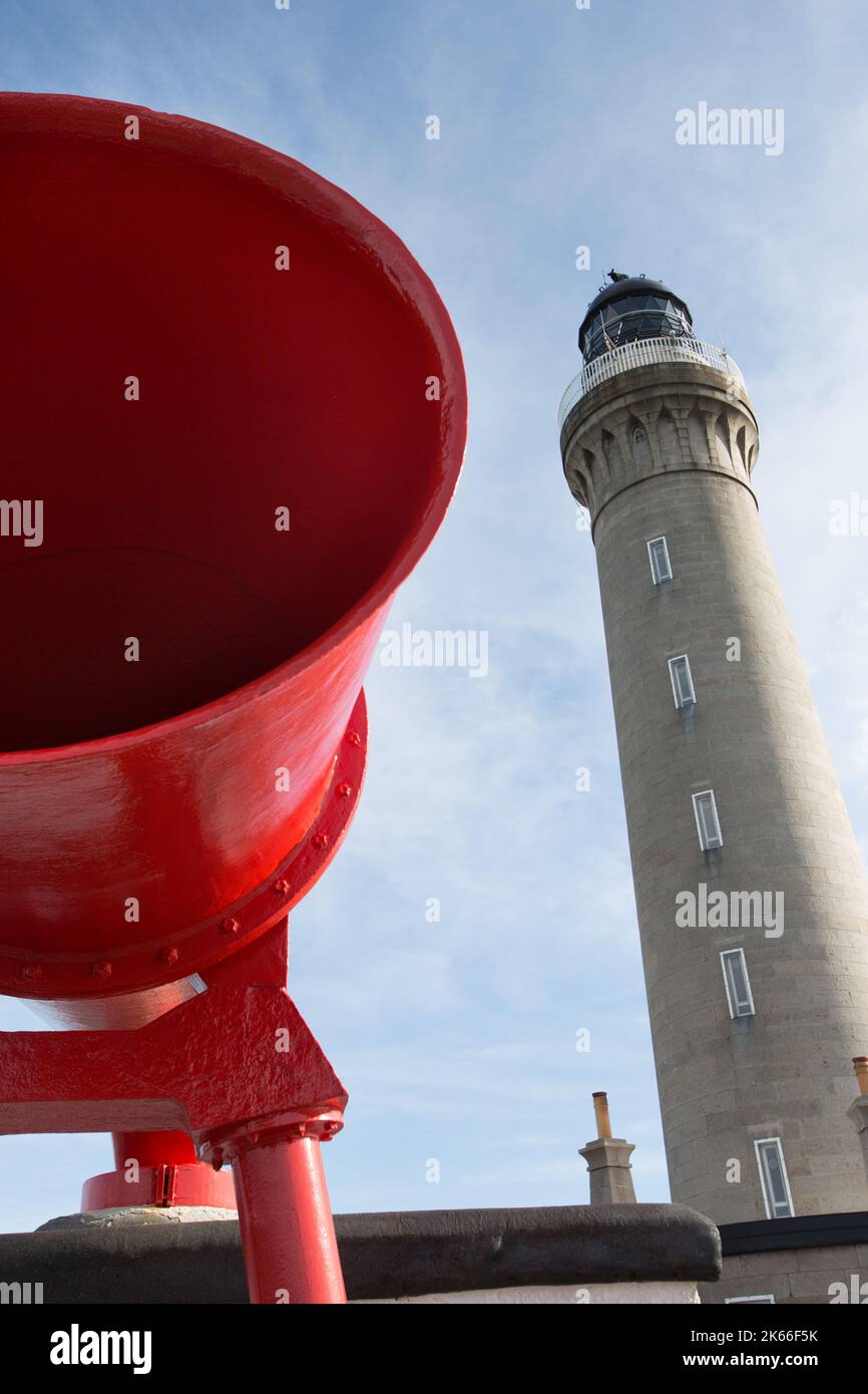 Peninsula of Ardamurchan, Scotland. Close up view a foghorn at the 1849 ...