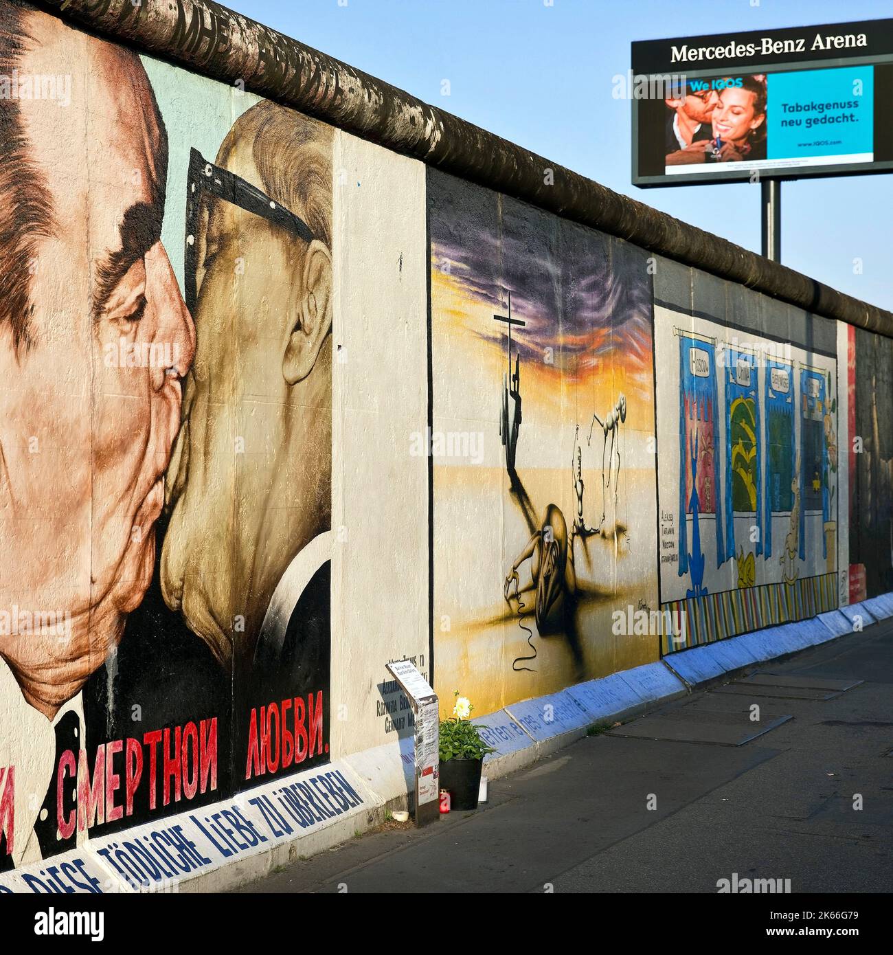 Brotherly kiss between Breschnew and Honecker, mural on a residue of ...