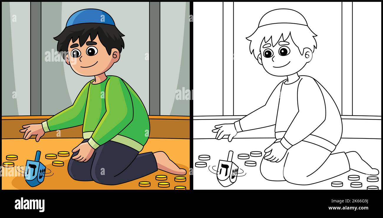 Gelt And Dreidel Cartoon