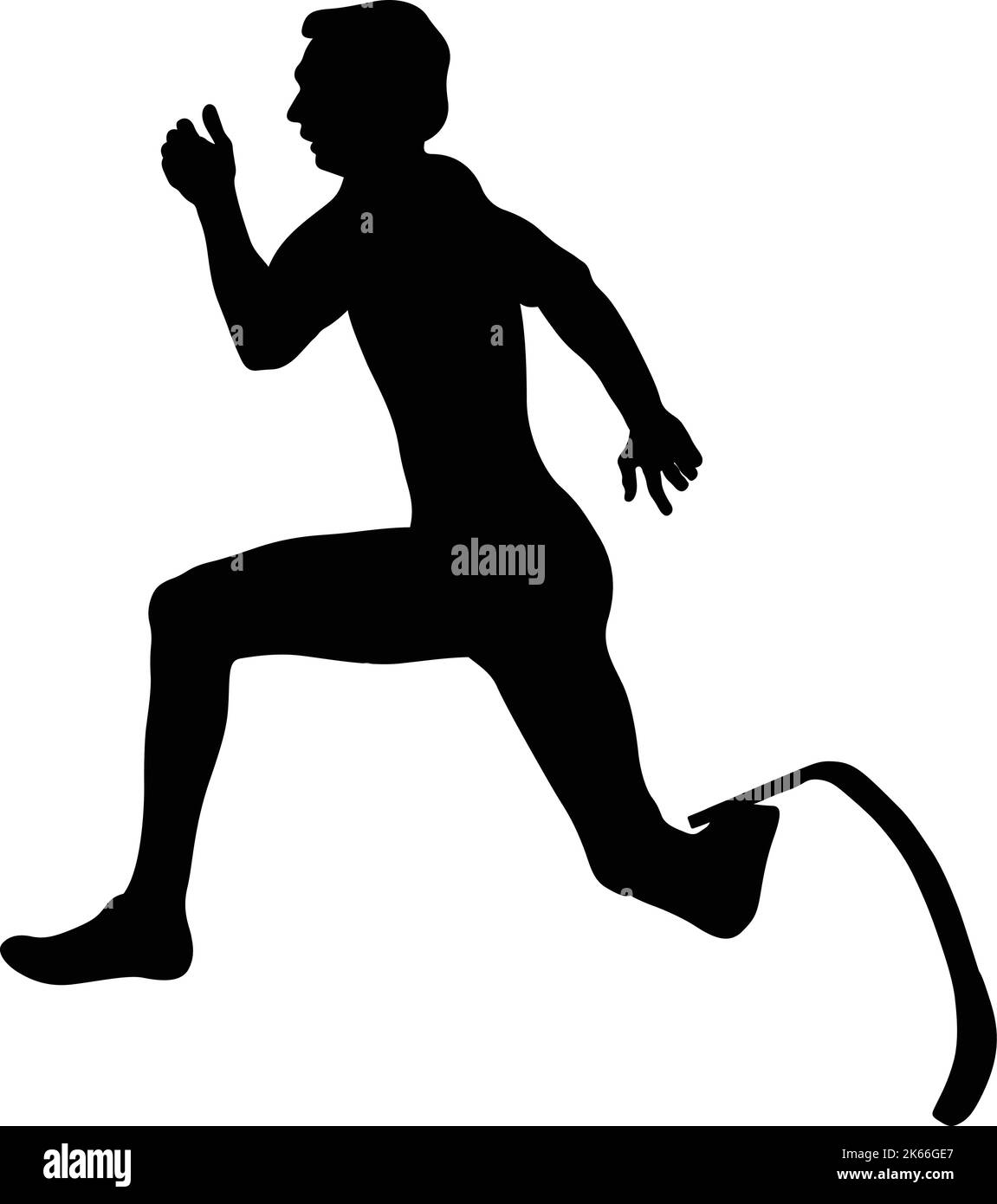disabled runner on prosthesis running black silhouette Stock Vector ...
