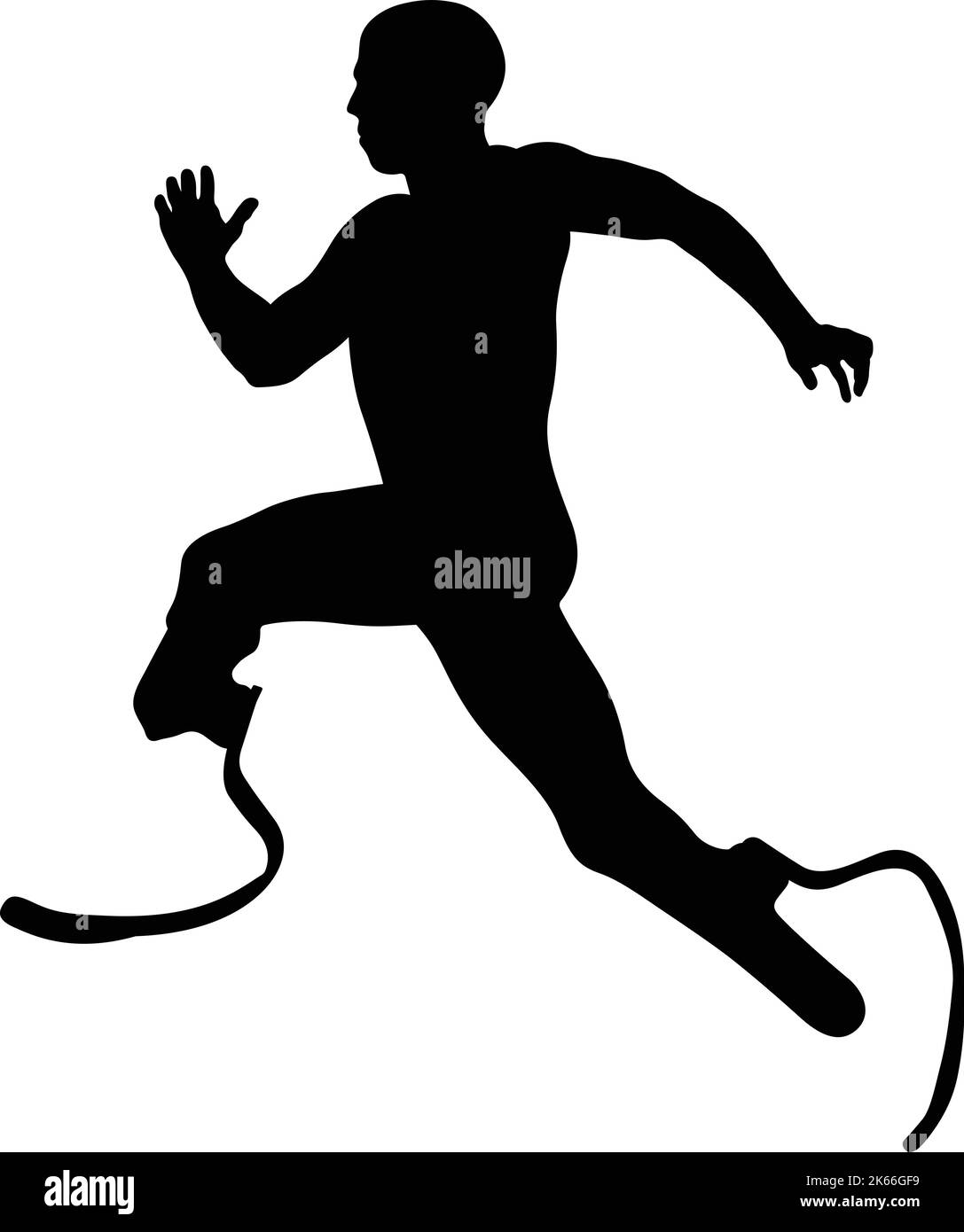 disabled runner on prosthetics running black silhouette Stock Vector ...