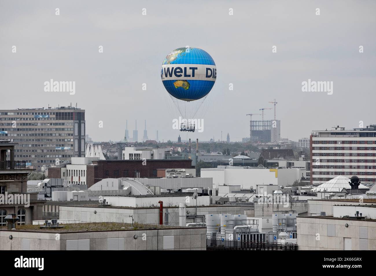 Berlin world globe, former Berlin Hi Flyer, tethered balloon in the sky ...