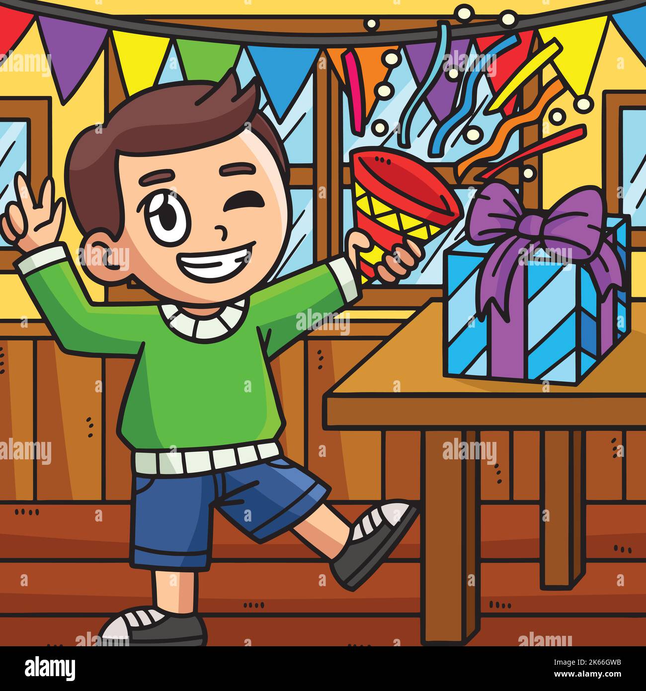 Child popping confetti hi-res stock photography and images - Alamy